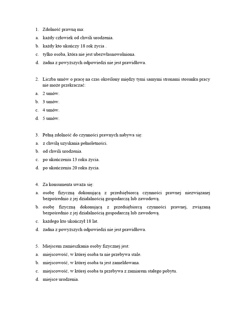 Przykladowe Pytania Do I Etapu Olimpiady Z 2022 R. | PDF