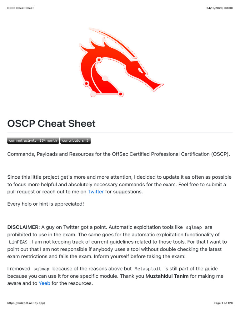 OSCP Cheat Sheet | PDF | Php | Computing