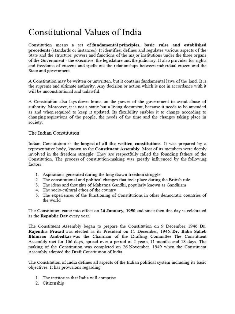 Values of Constitution | PDF | Constitution | Sovereignty