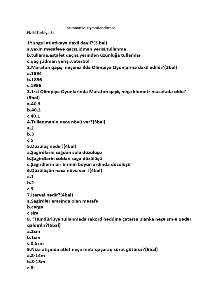 Документ 6-7-8ci sinif test | PDF