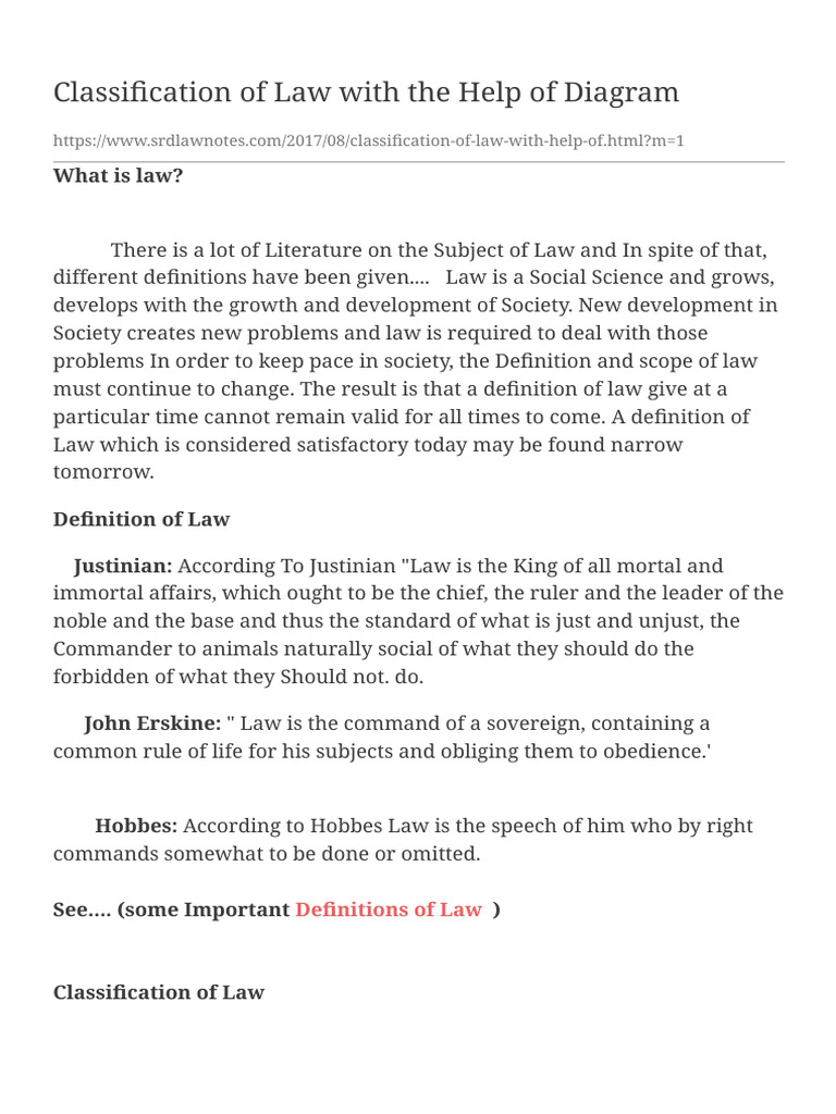 Classification of Law With The Help of Diagram - S+ | PDF | Crimes ...