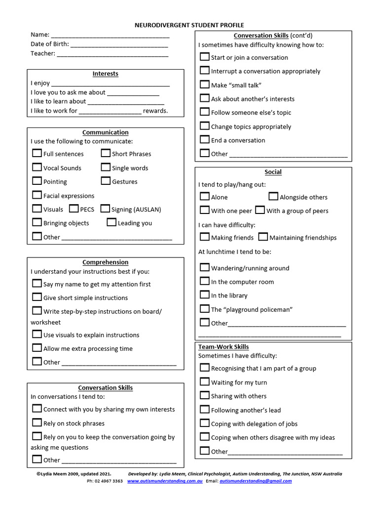 Neurodivergent Student Profile | PDF
