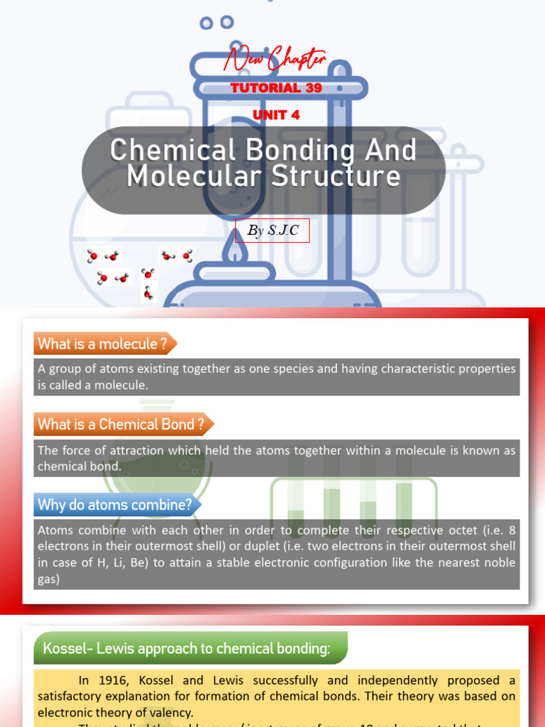 Tutorial 39 Unit 4 Chemical Bonding and Molecular Structure | PDF