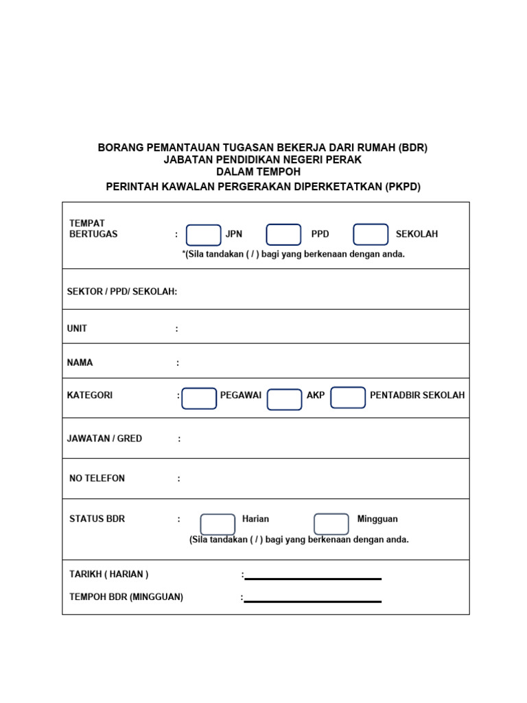 Borang BDR JPN | PDF