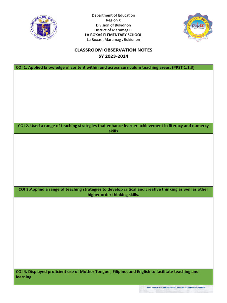 Observation Notes | PDF