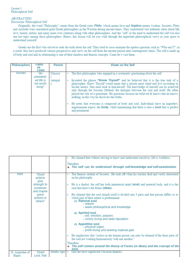 Lesson 1 UTS | PDF | Soul | Philosophy Of Self