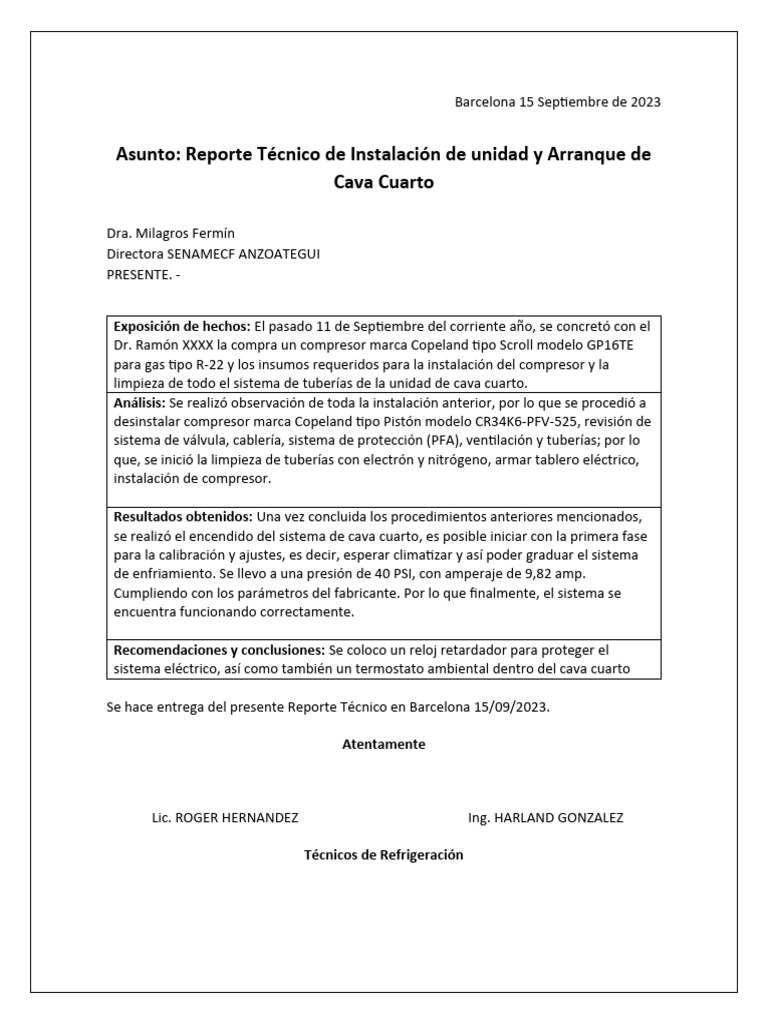 Instalación y Arranque de Cava Cuarto | PDF