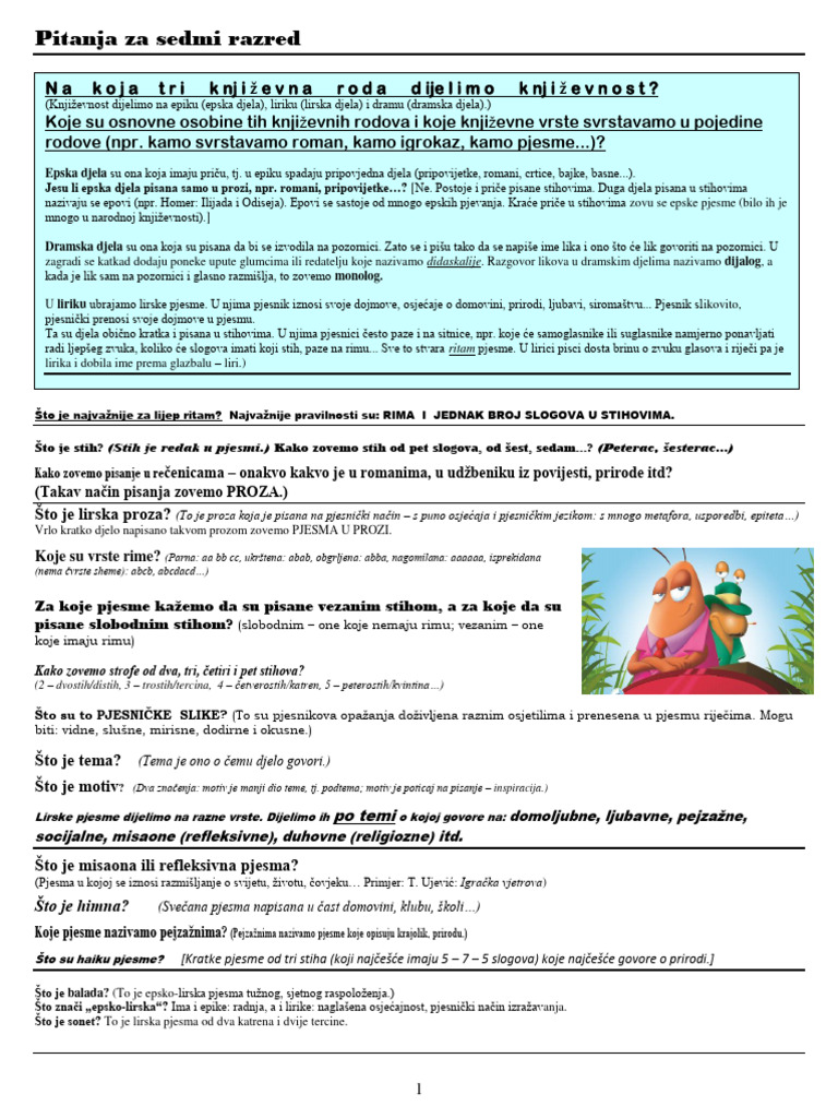 Knjizevnost - 7. Razred | PDF