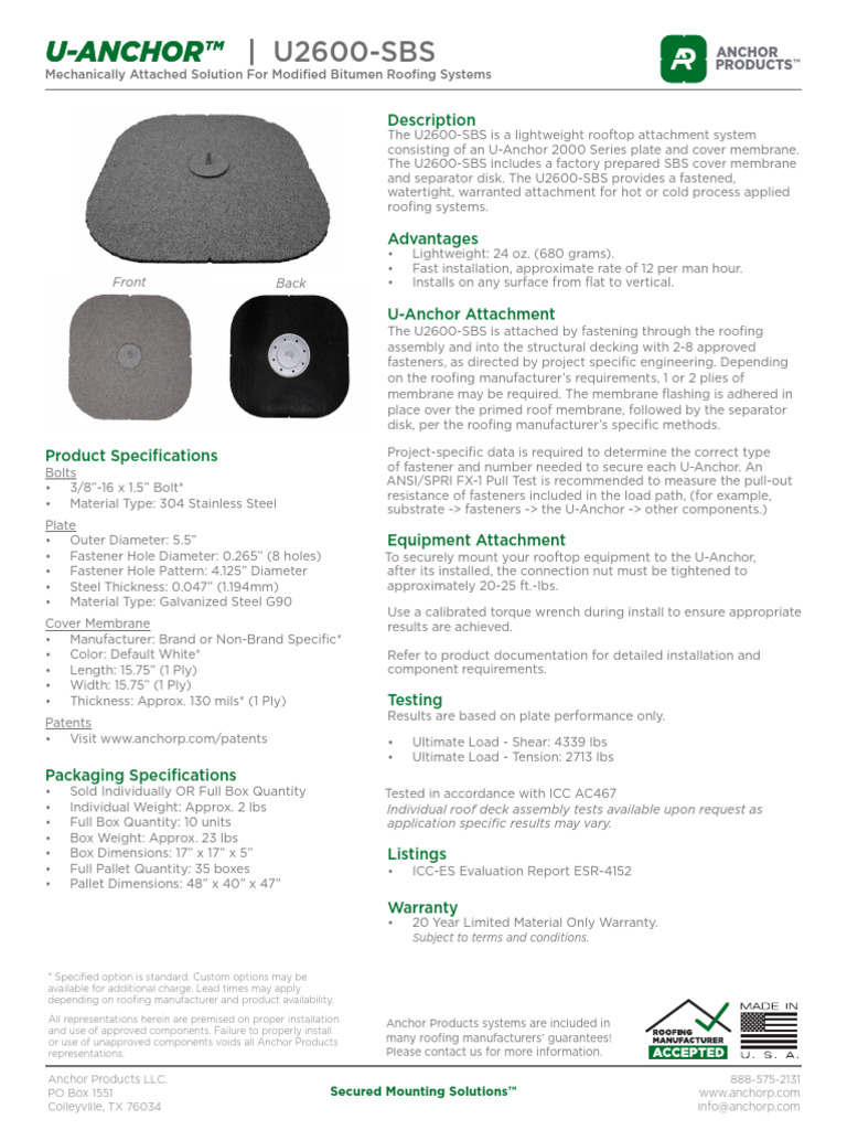 2600 SBS Data Sheet | PDF