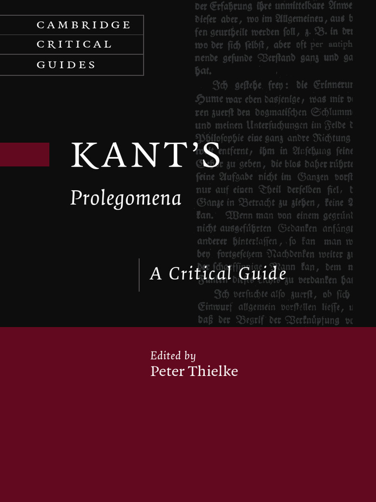 Kants Prolegomena A Critical Guide (Peter Thielke (Editor) ) | PDF | Immanuel Kant | Common Sense