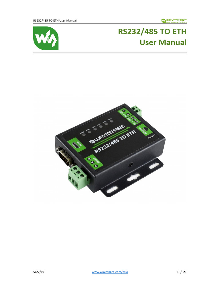 WaveShare RS232-RS485 To Ethernet | PDF