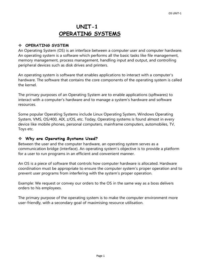 Os Unit-1 | Download Free PDF | Operating System | Graphical User Interfaces