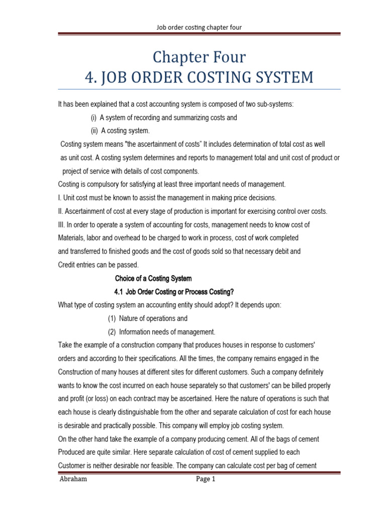 Job Order Costing System | PDF | Cost | Cost Of Goods Sold