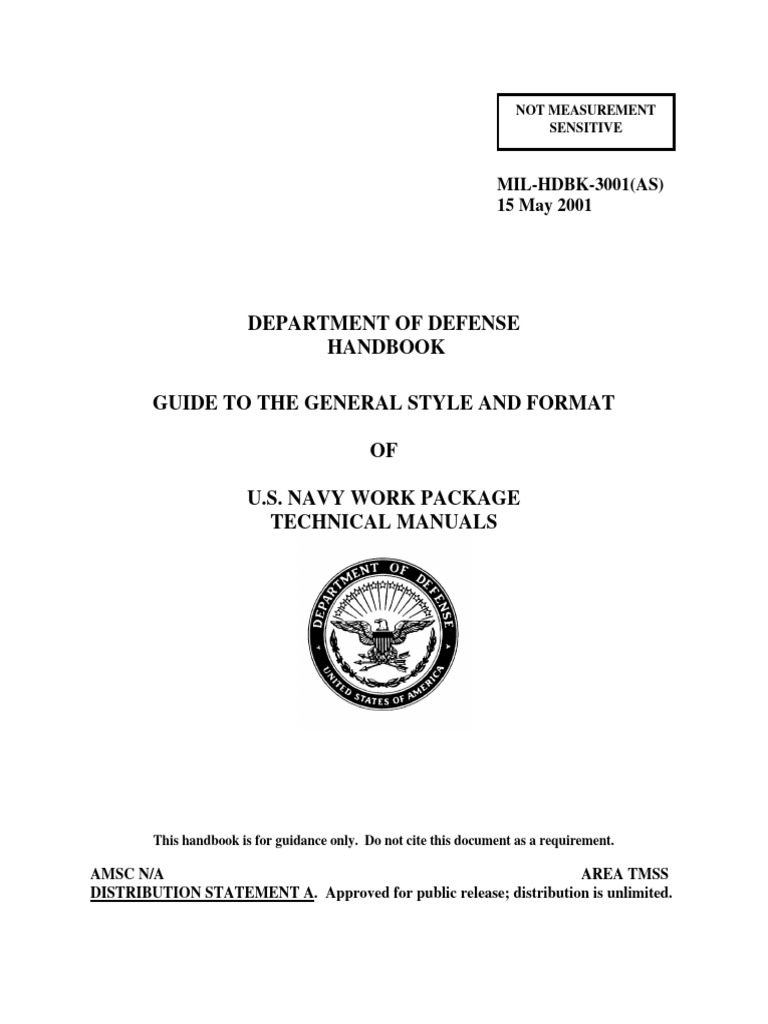 Mil-Hdbk-3001 (As) Guide To Gen Style & FMT of Us Navy Work Package Tech Manuals | PDF ...