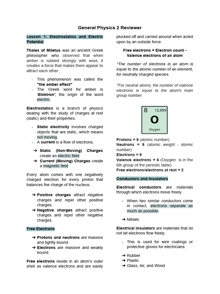 General Physics 2 Reviewer | PDF | Capacitor | Electric Charge