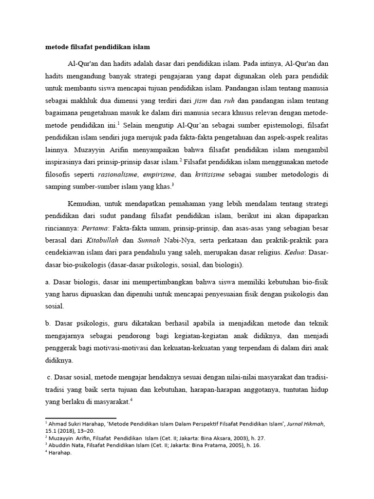 Metode Filsafat Pendidikan Islam | PDF | Sains & Matematika
