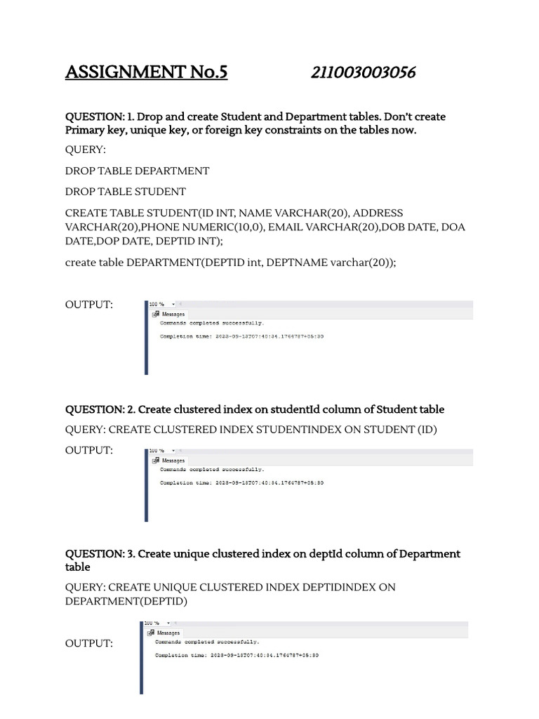 Image Processing BTech CSE AI Asignment Example | PDF | Database Index | Data