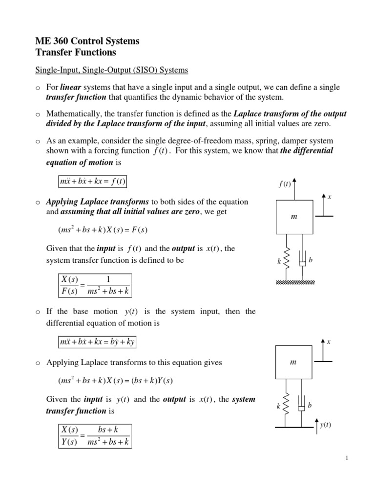 SISO and MIMO Transfer Functions Explained | PDF | Functions And ...