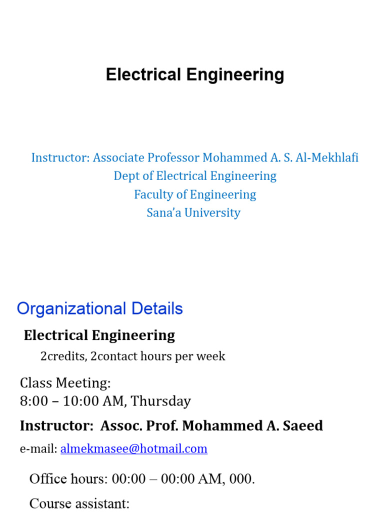 Lecture 1 - Electrical Engineering | PDF | Electric Current | Electron