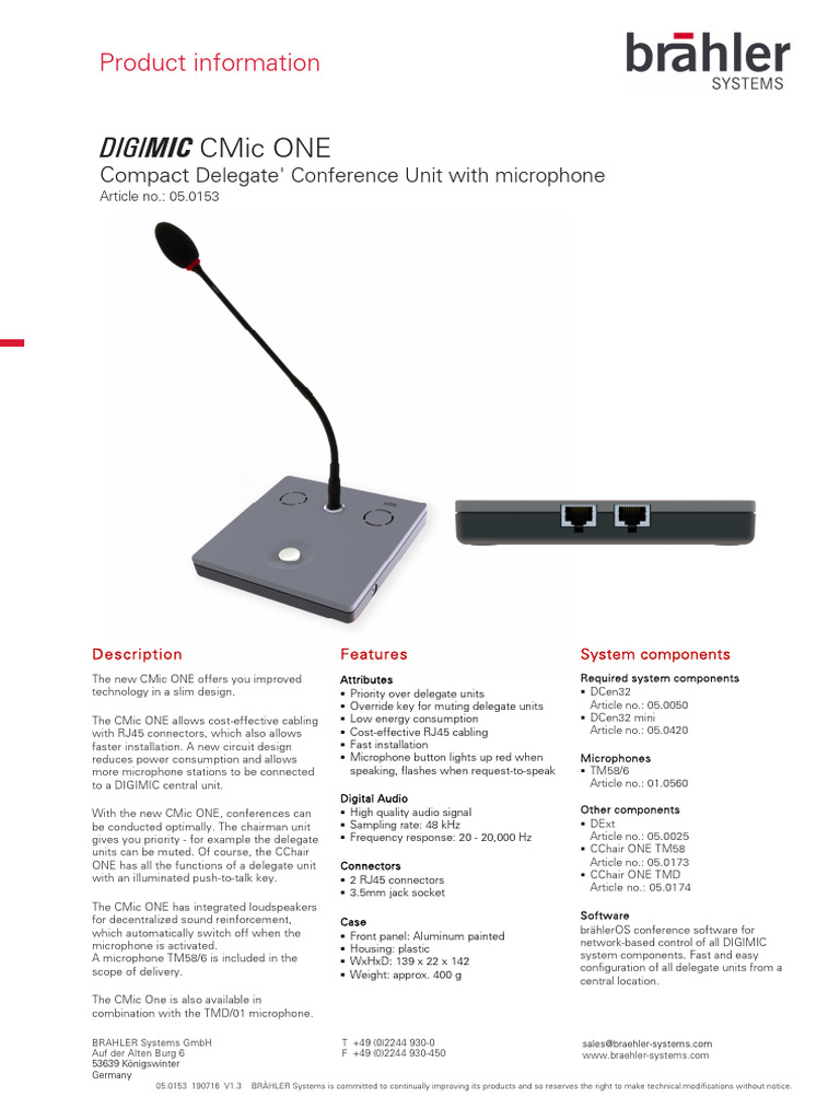 DIGIMIC CMic ONE Conference Unit | PDF