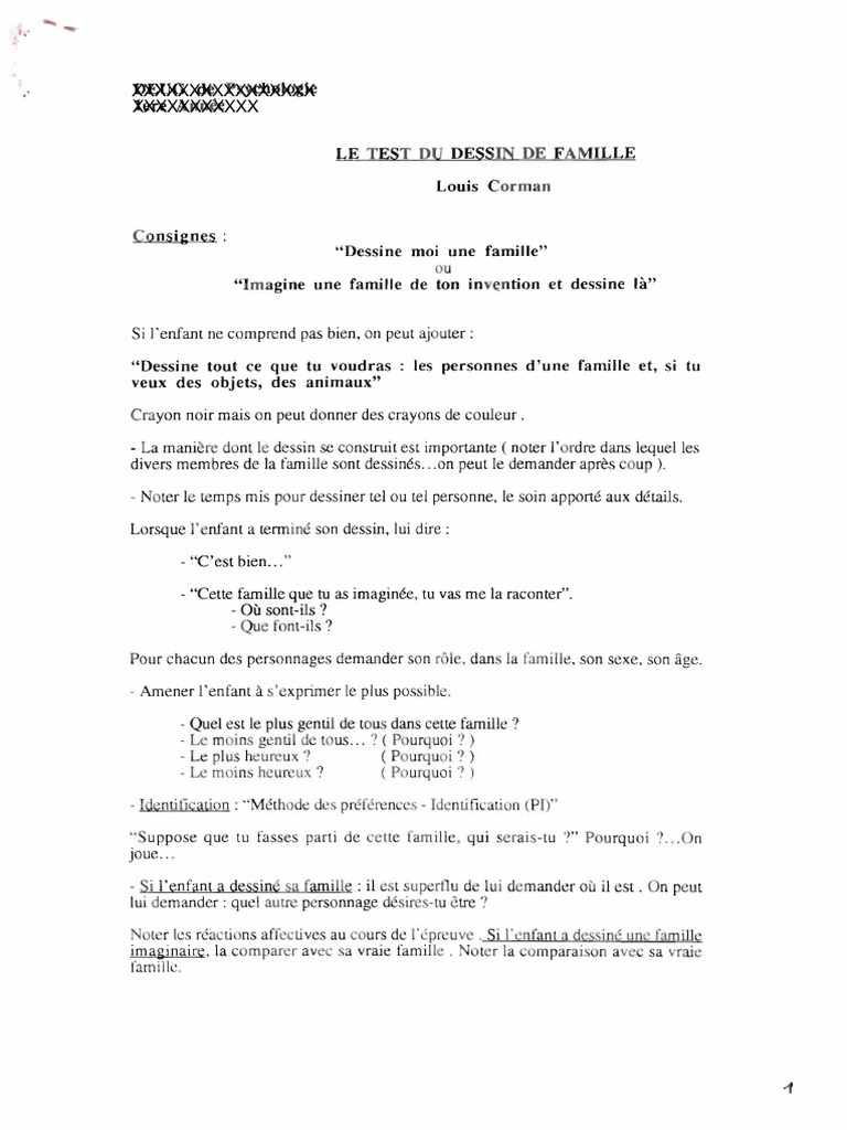 Le Test Du Dessin de La Famille | PDF