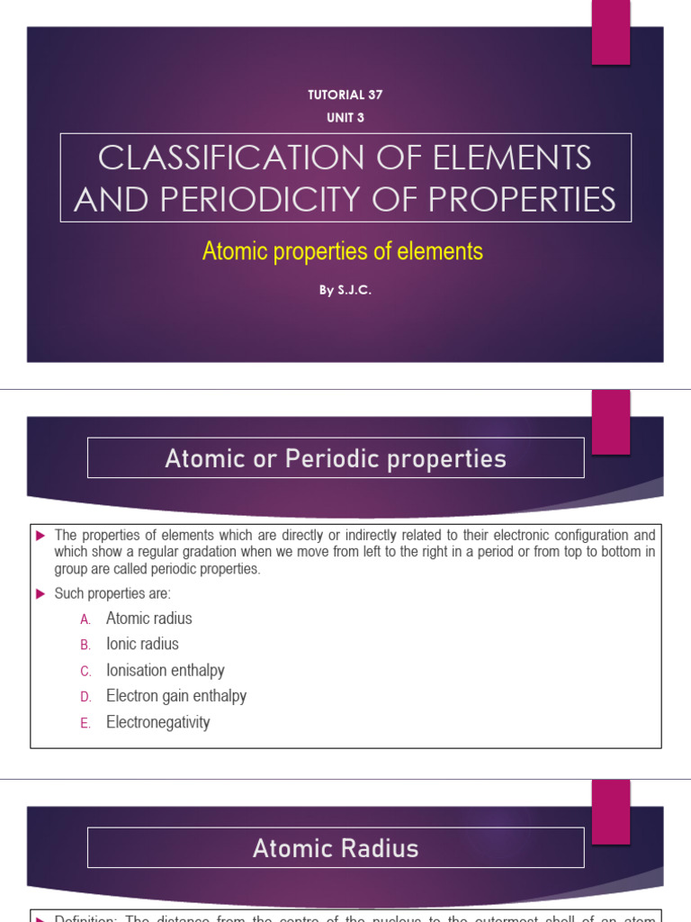 Tutorial 37 Atomic Properties of Elements | PDF