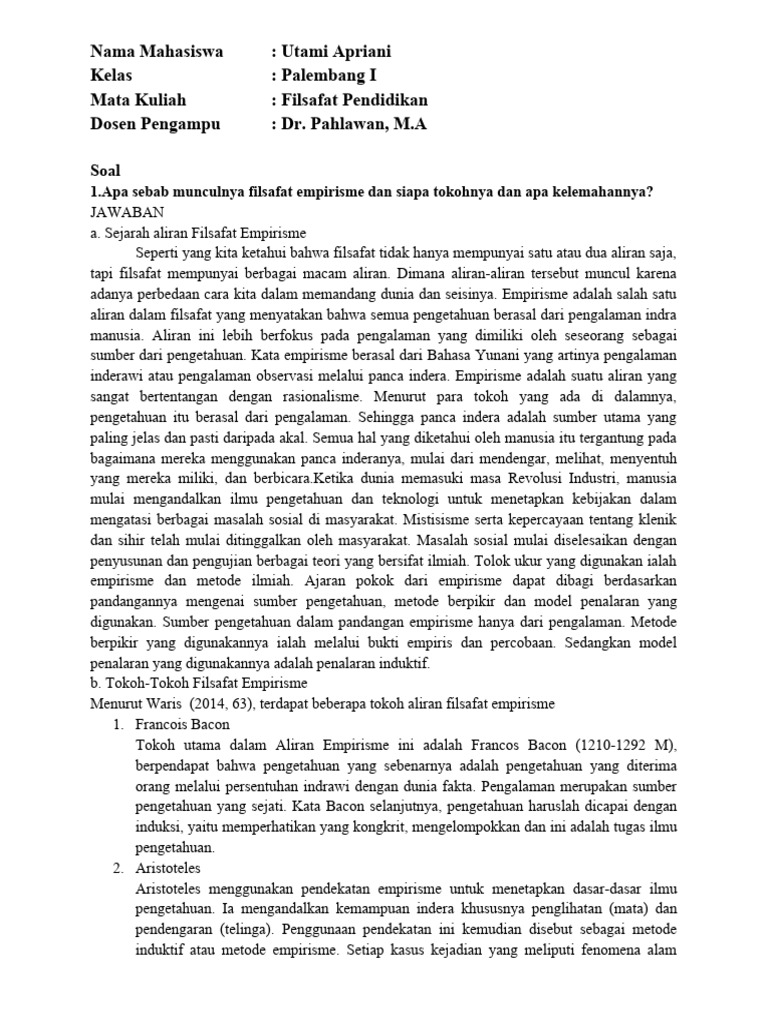 UAS Filsafat Pendidikan | PDF | Pengembangan Diri | Sains & Matematika