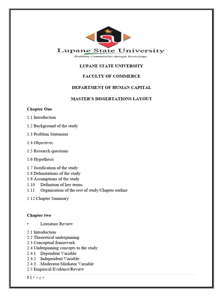 Lupane State University Masters Dissertation Guide | PDF | Methodology ...