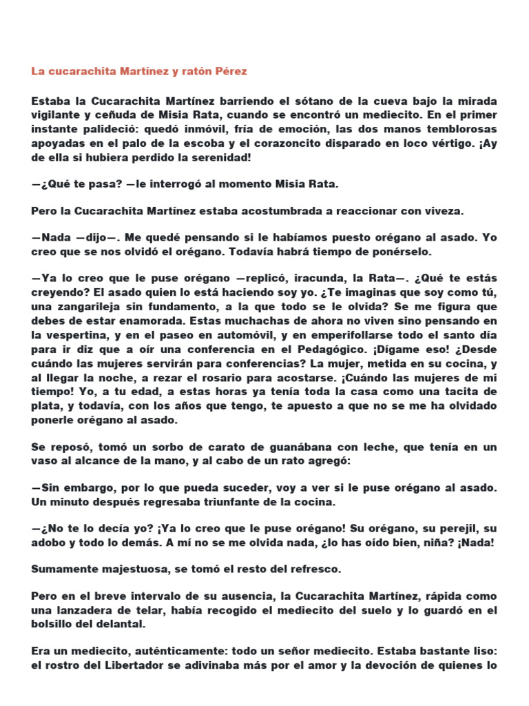 La Cucarachita Martínez y Ratón Pére1 | PDF | Plata