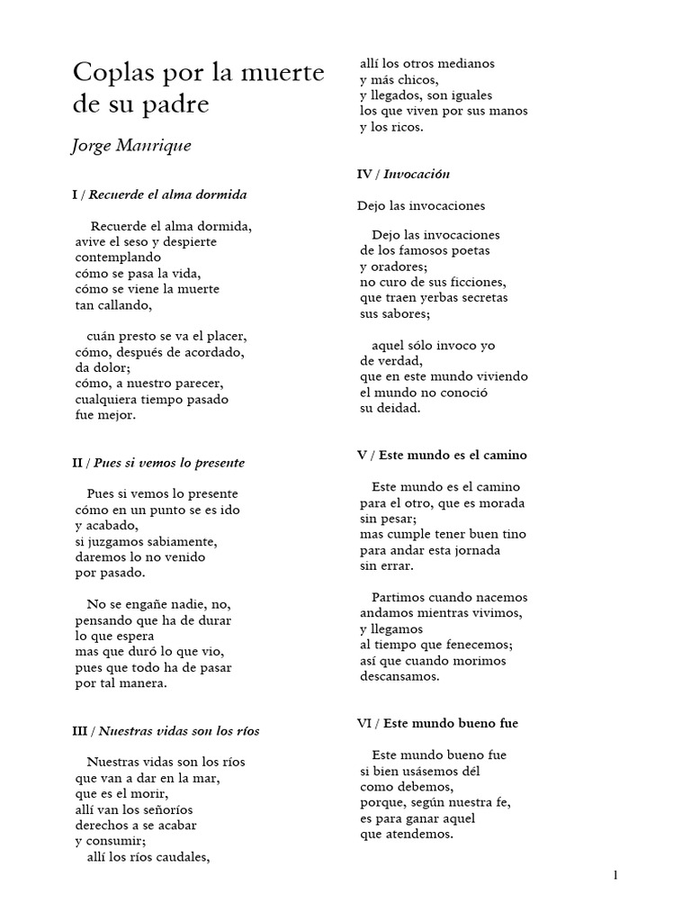 Coplas Por La Muerte De Su Padre Pdf Derecho