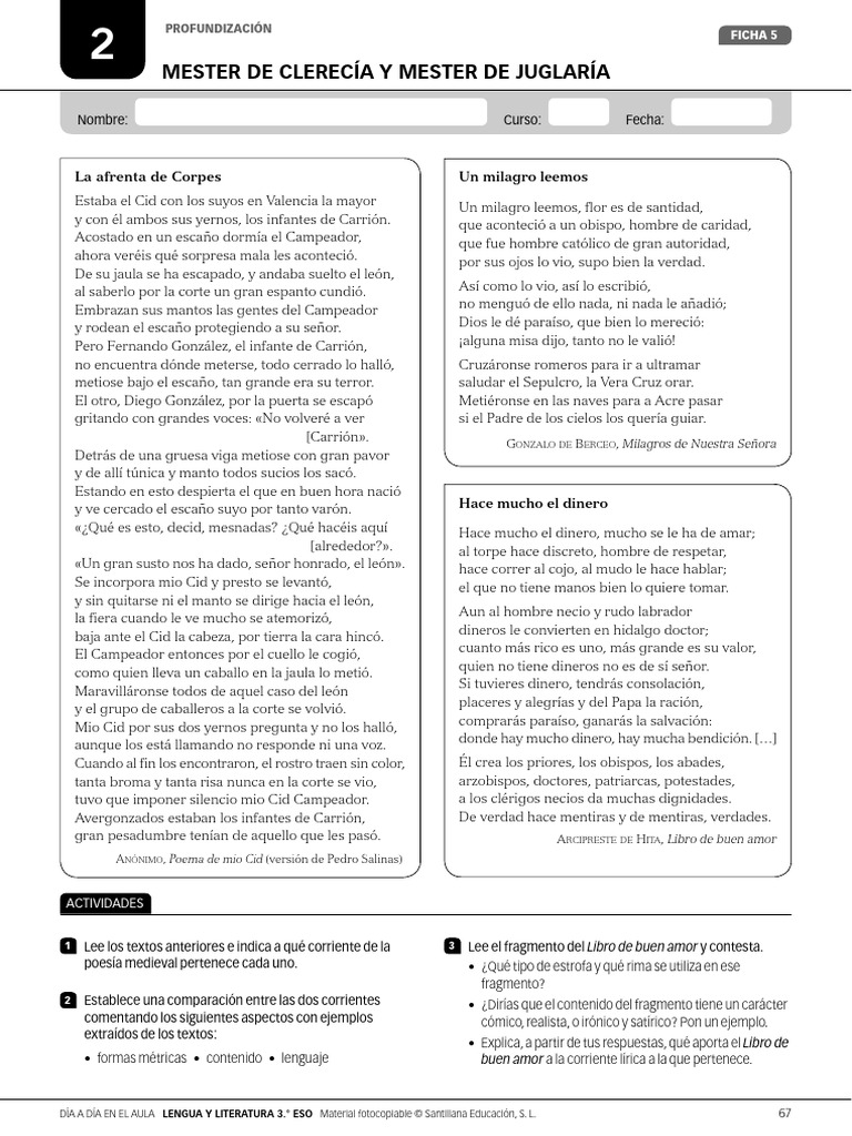Mester de Juglaría en 3.º ESO | PDF | Literatura en español