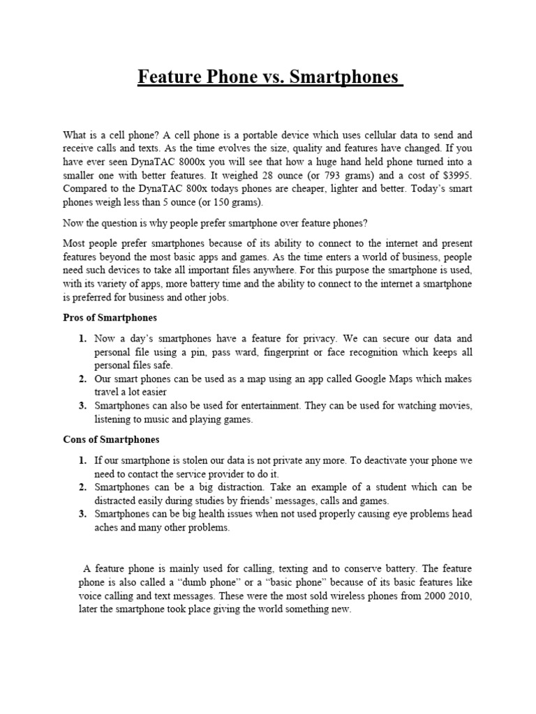 Feature Phone Vs Smartphone | PDF | Smartphone | Telephone