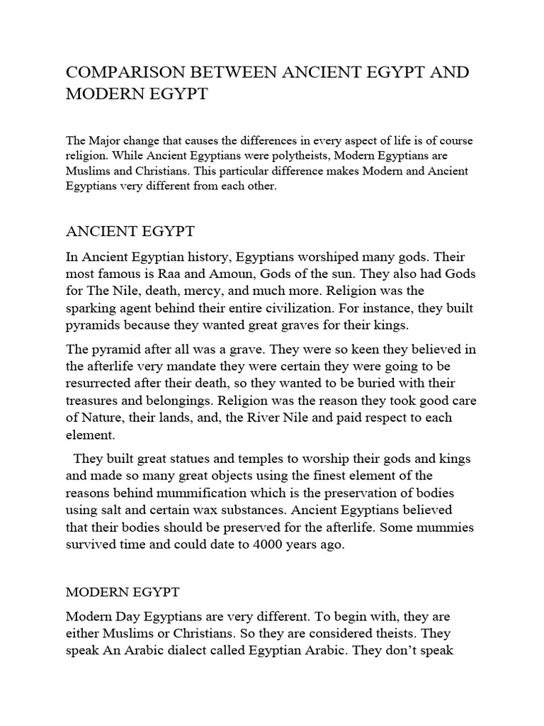 Comparision Between Ancient and Modern Day Egypt | PDF | Ancient Egypt ... Comparision Between Ancient and Modern Day Egypt | PDF | Ancient Egypt ...