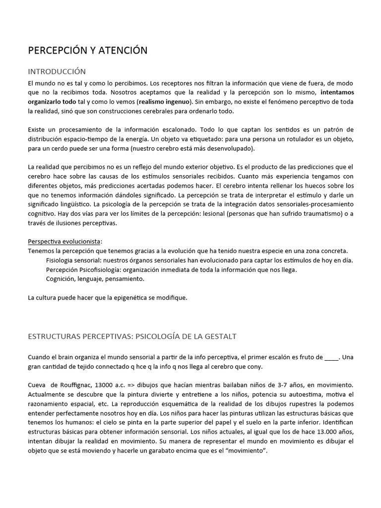 Percepción y Atención | PDF | Percepción | Atención
