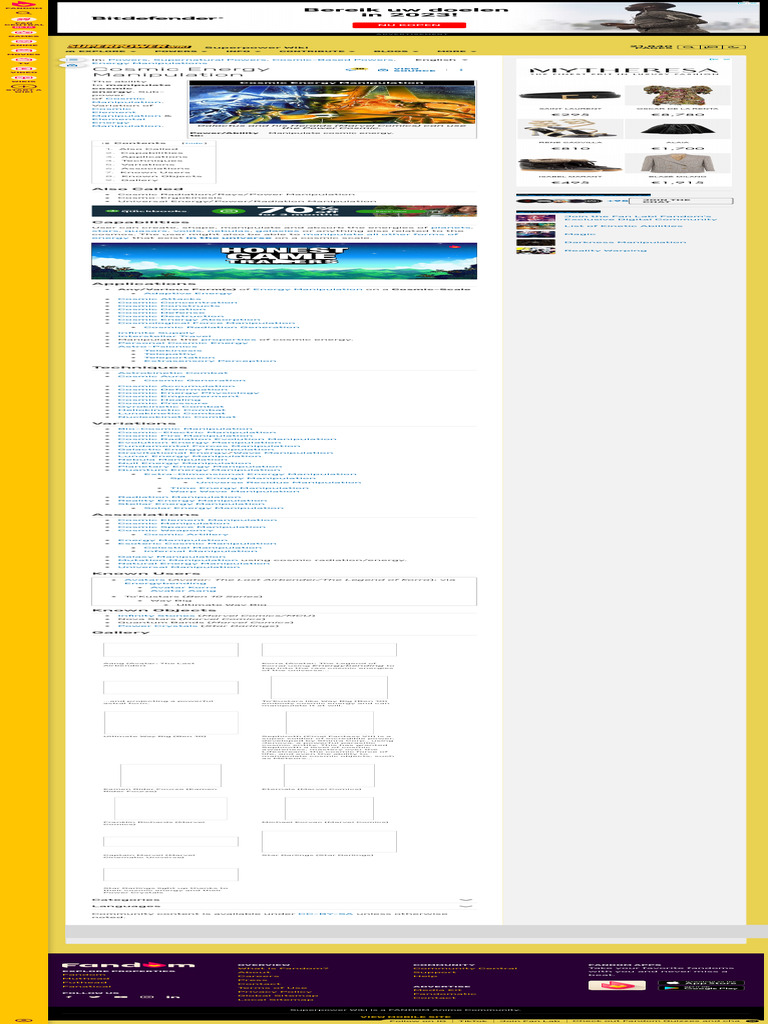 Cosmic Energy Manipulation Superpower Wiki Fandom | PDF