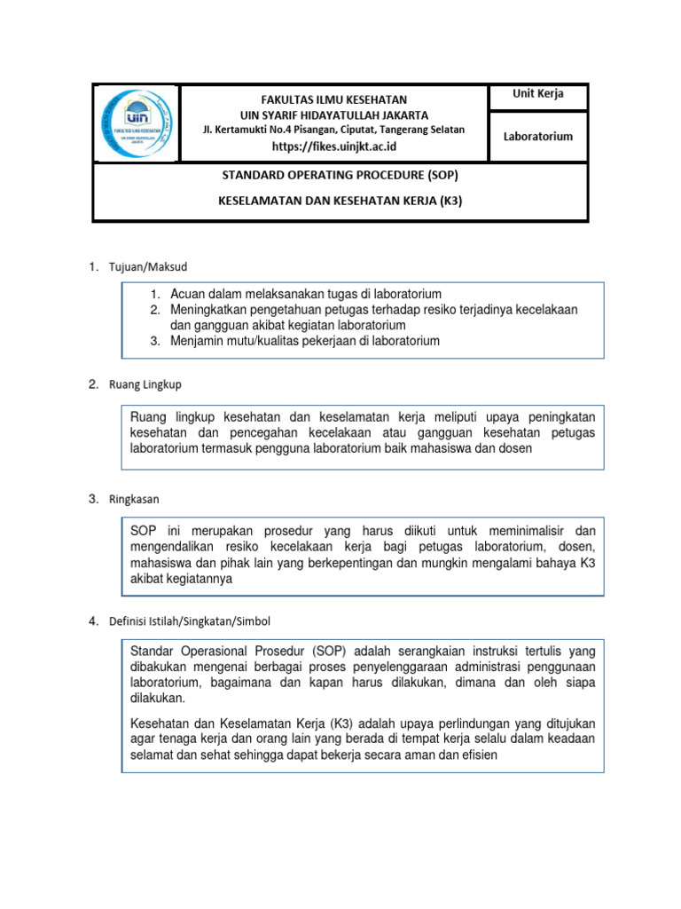 Sop K3 12102022 | PDF