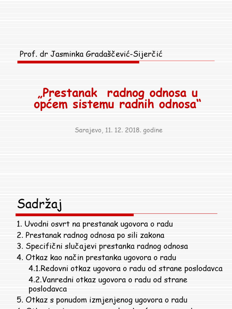 Prestanak Radnog Odnosa | PDF