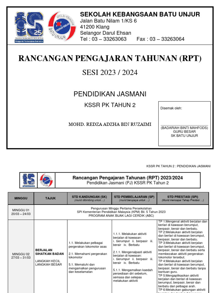 RPT PJ T2 20232024 | PDF