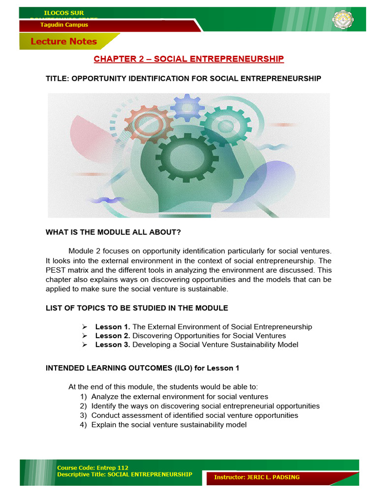 Social Entrep Chapter 2 | PDF | Entrepreneurship | Social Entrepreneurship