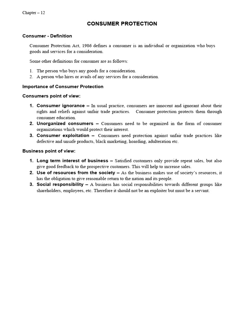 Chapter 12 - Consumer Protection | PDF | Consumer Protection | Business