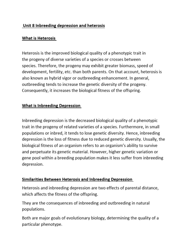 Inbreeding Depression vs. Heterosis Explained | PDF | Plant Breeding ...