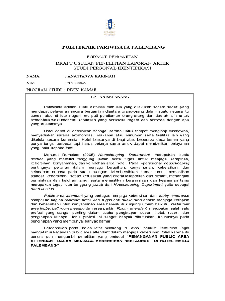 12 Draft Usulan Penelitian - Anastasya Karimah 1 | PDF