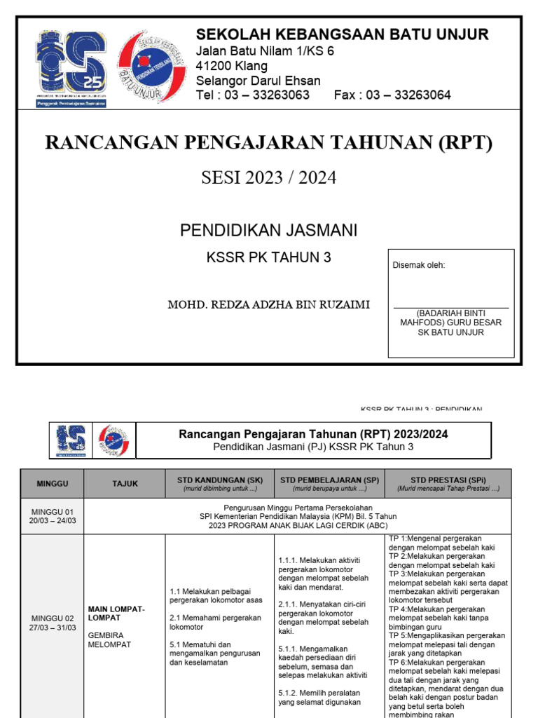 RPT PJ T3 20232024 | PDF