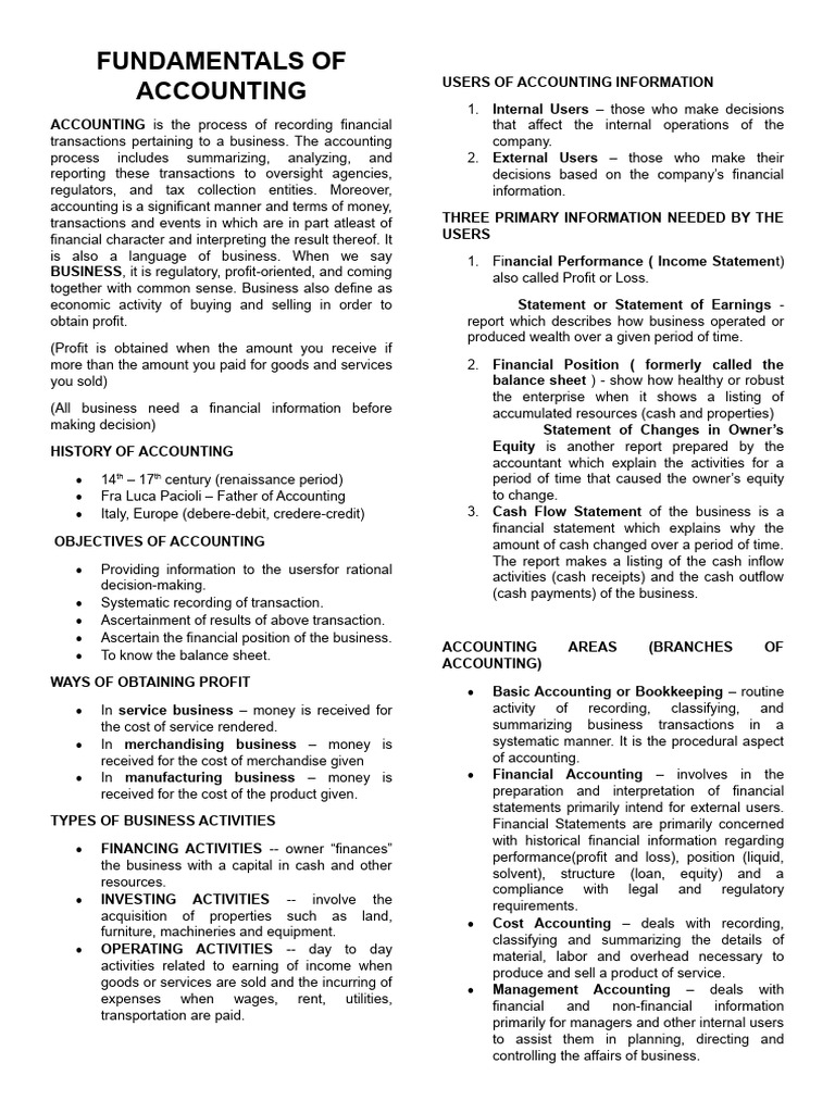 Fundamentals of Accounting | PDF | Debits And Credits | Expense