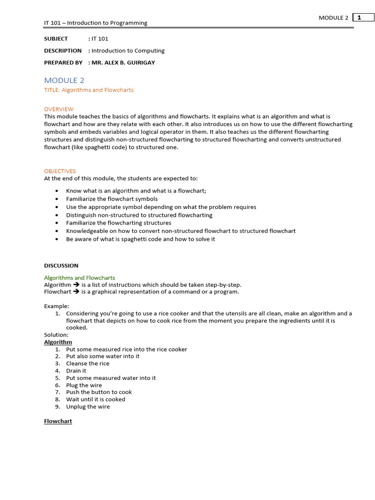 IT 101 Module 2.0 2022 | PDF | Algorithms | Area