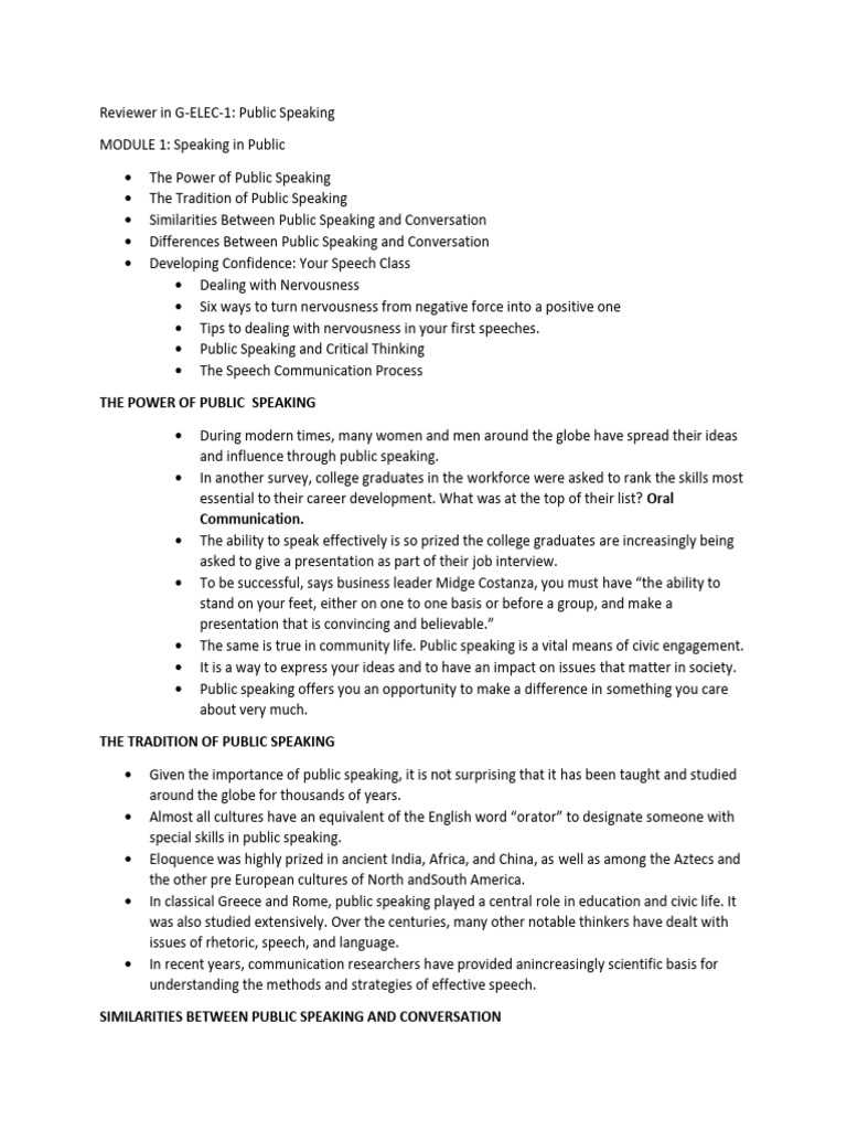 Module 1 | PDF | Public Speaking | Communication