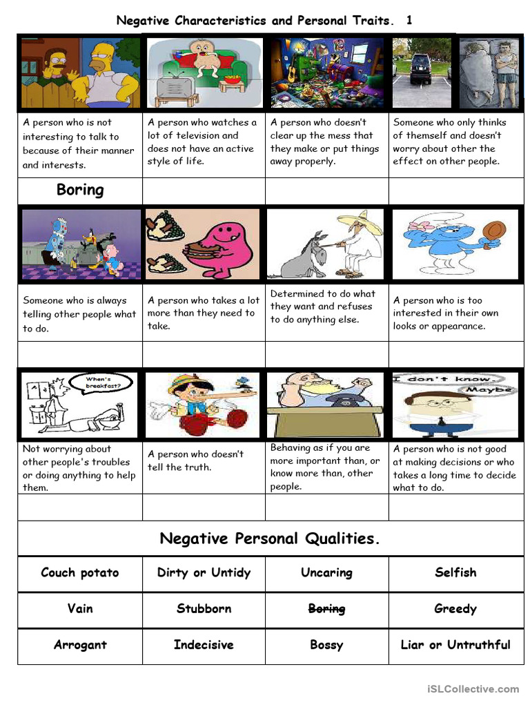 Negative Characteristics and Personal Traits. 1 | PDF