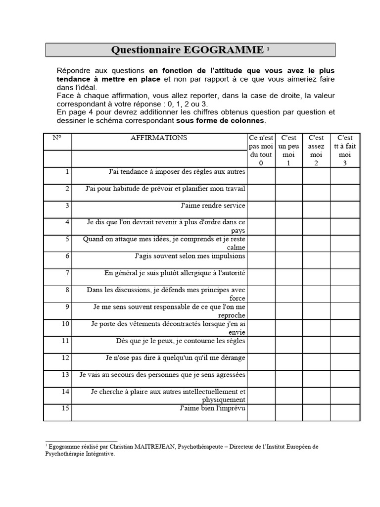 Test Egogramme | PDF