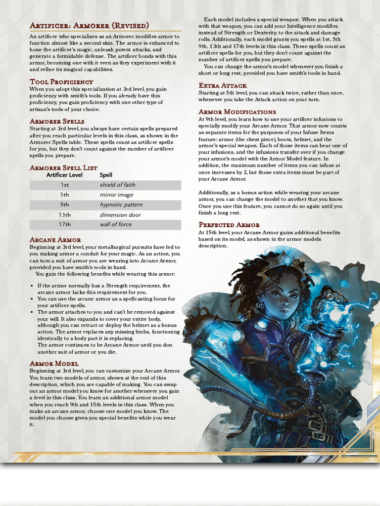 Artificer Armorer - Revised - GM Binder | PDF | Armour
