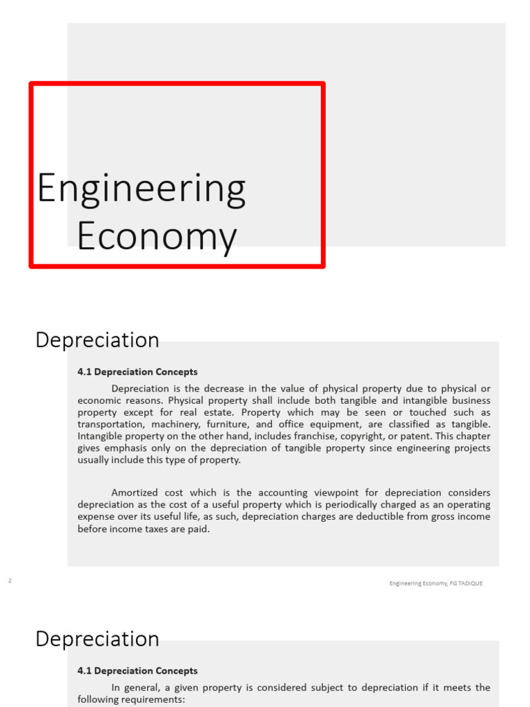Engineering Economy Part 4 - Depreciation | PDF | Depreciation | Cost